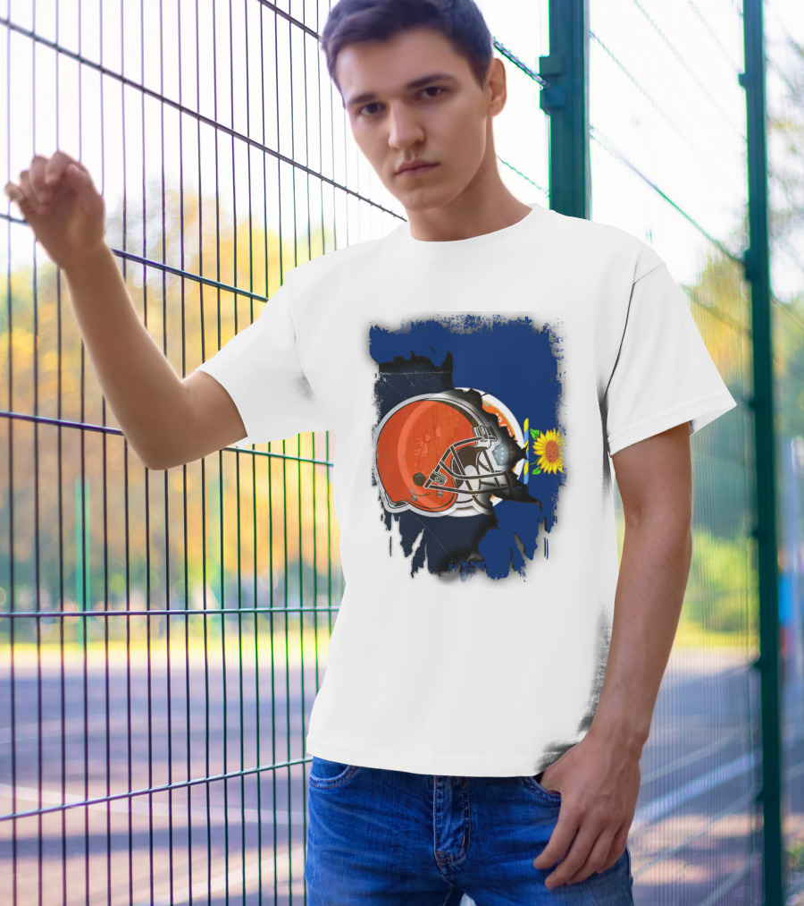 Kansas And Browns Helmet With Sunflower T-Shirt