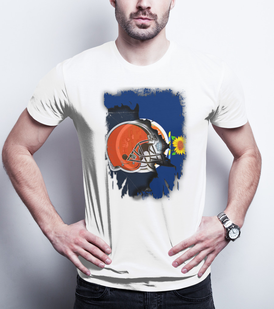 Kansas And Browns Helmet With Sunflower T-Shirt