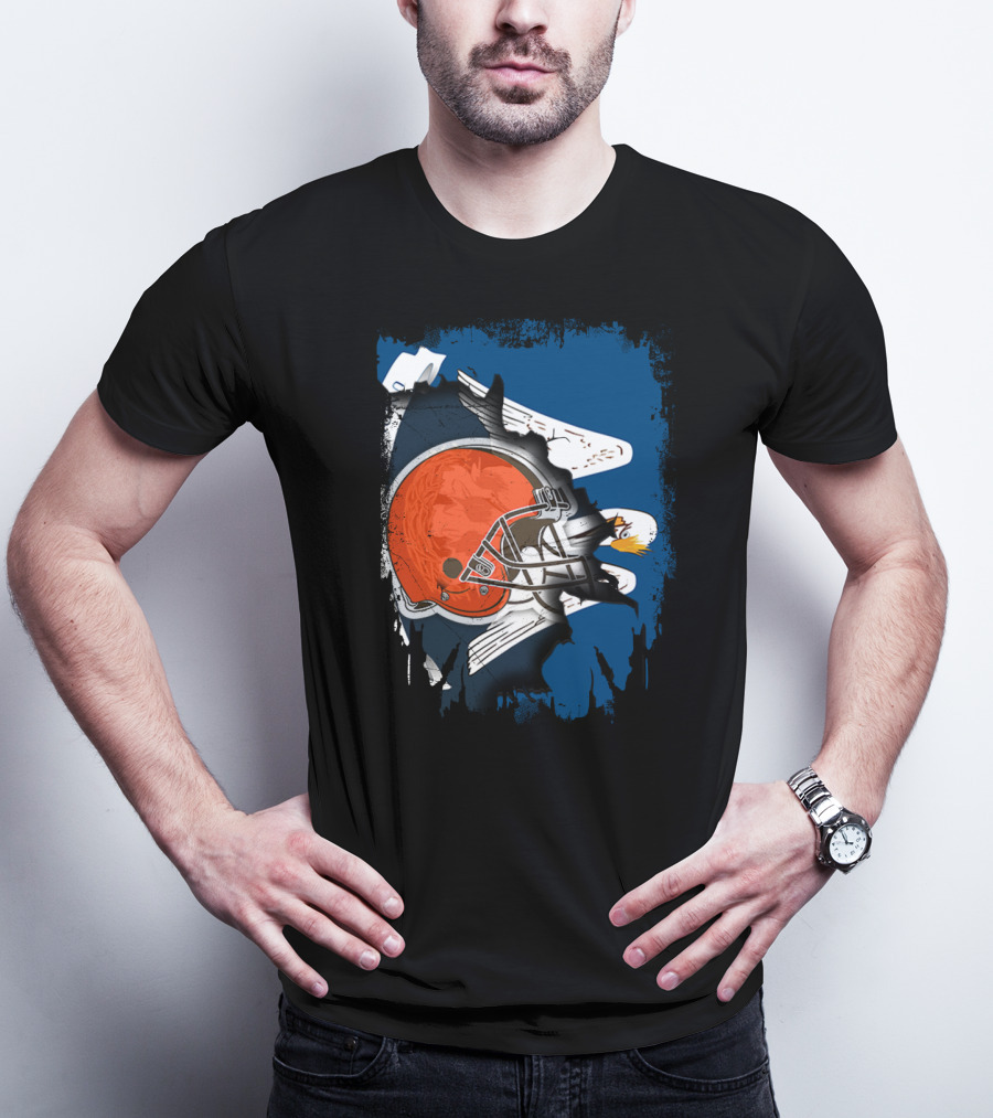 Cleveland Browns Helmet With Louisiana Eagle Motif T-Shirt