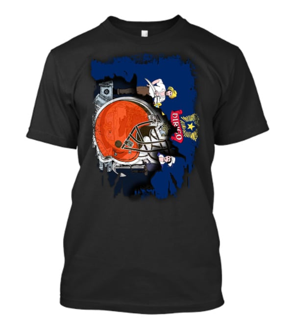 Dirigo Maine State Seal And Cleveland Browns Helmet T-Shirt