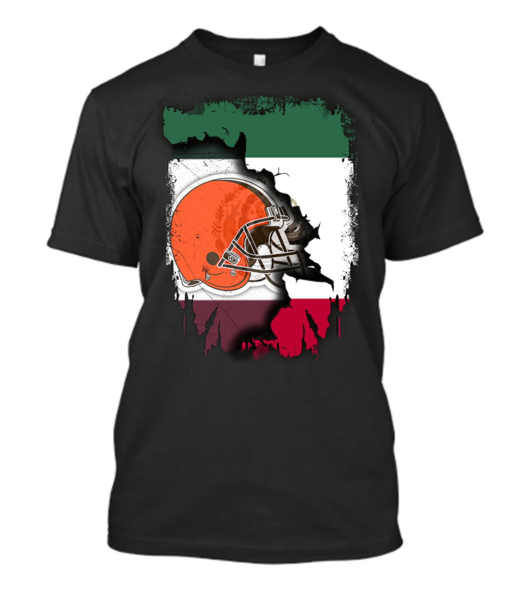Mexico Flag Browns Helmet Fusion T-Shirt