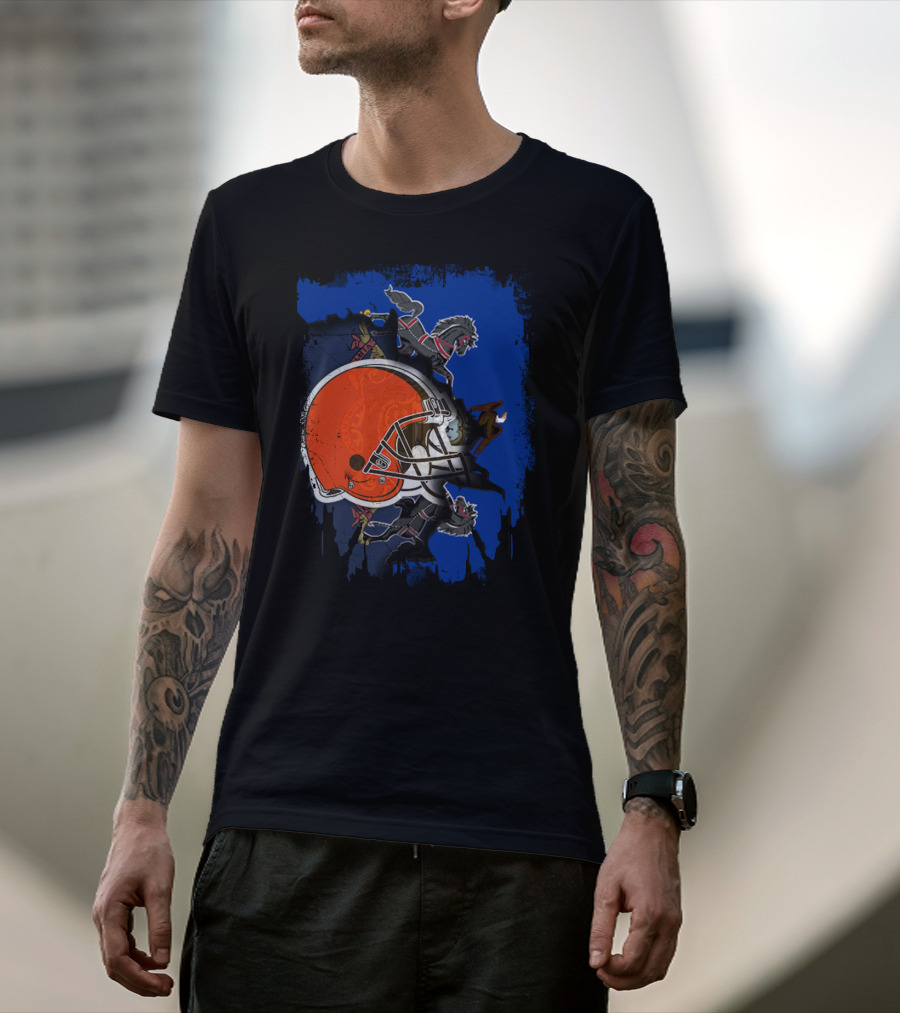 Pennsylvania State Flag With Cleveland Browns Helmet T-Shirt