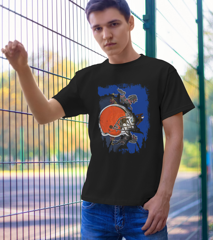 Pennsylvania State Flag With Cleveland Browns Helmet T-Shirt