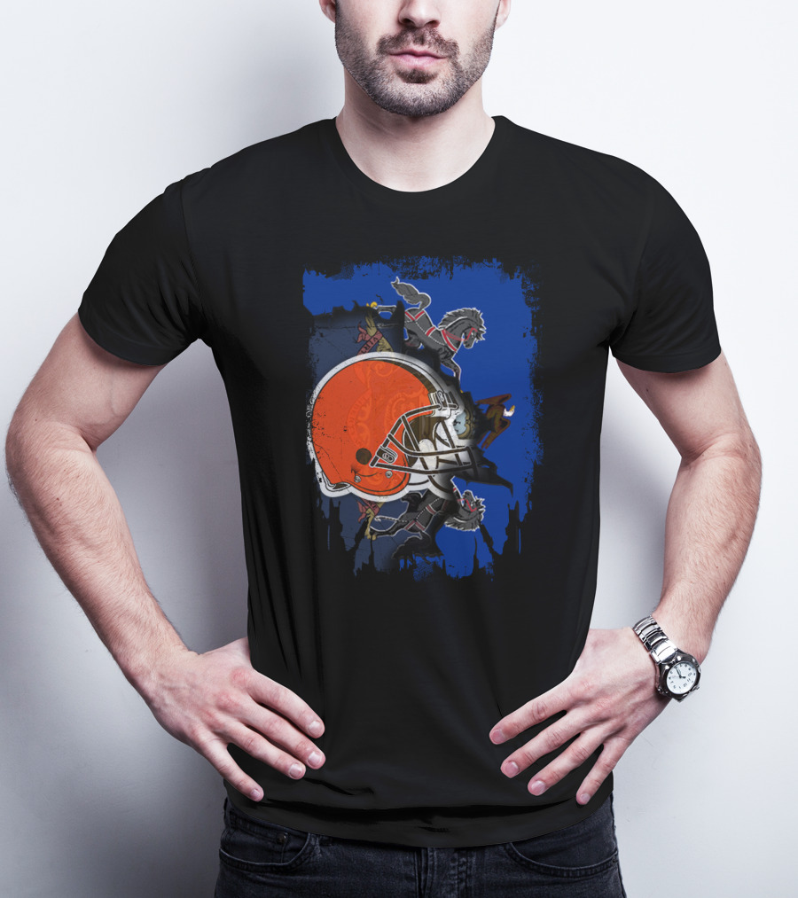 Pennsylvania State Flag With Cleveland Browns Helmet T-Shirt
