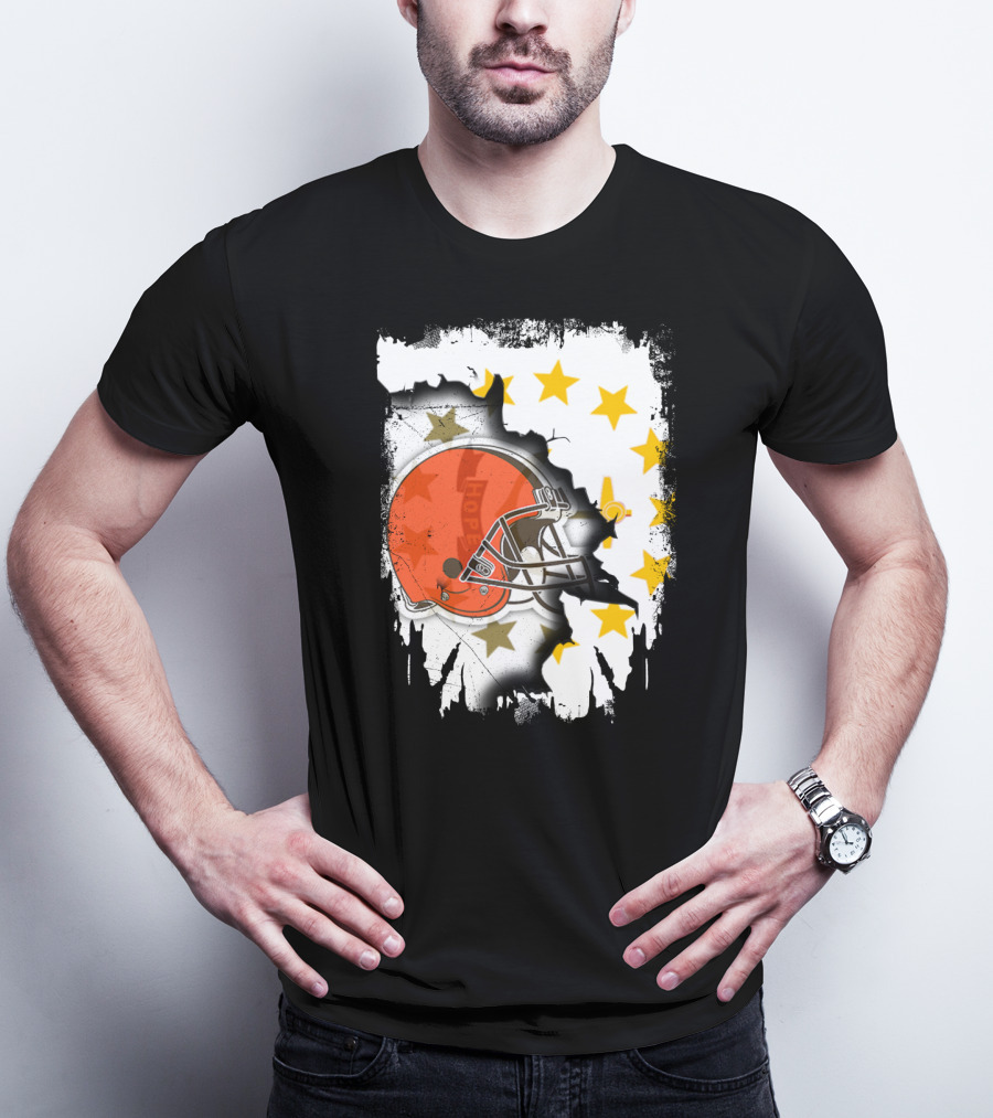 Together Rhode Island Browns Helmet With Stars And Grunge Elements T-Shirt
