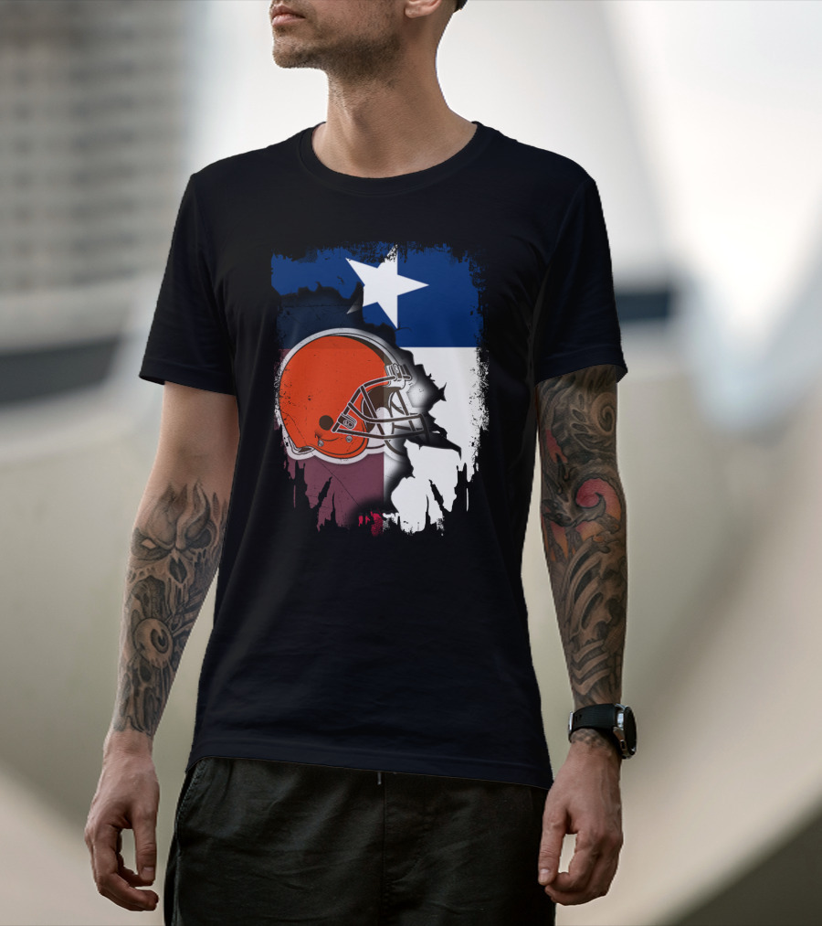 Together Texas Browns Helmet Star Flag T-Shirt