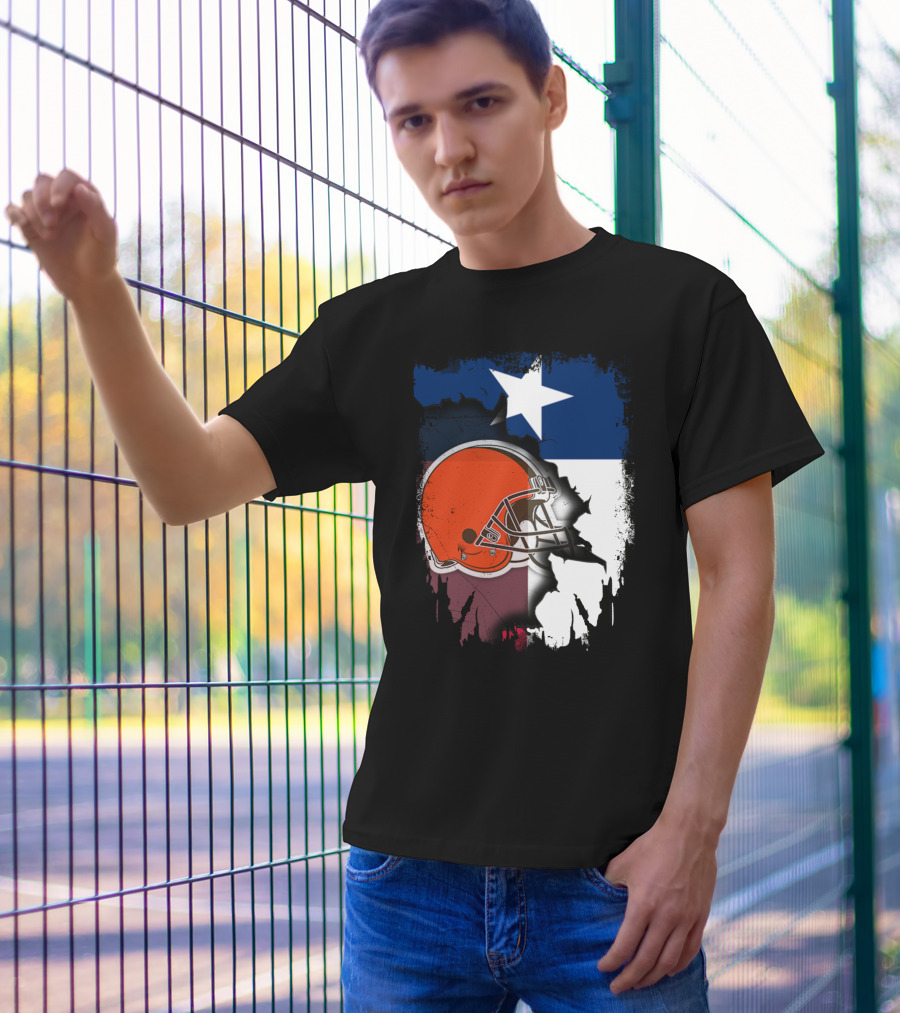 Together Texas Browns Helmet Star Flag T-Shirt