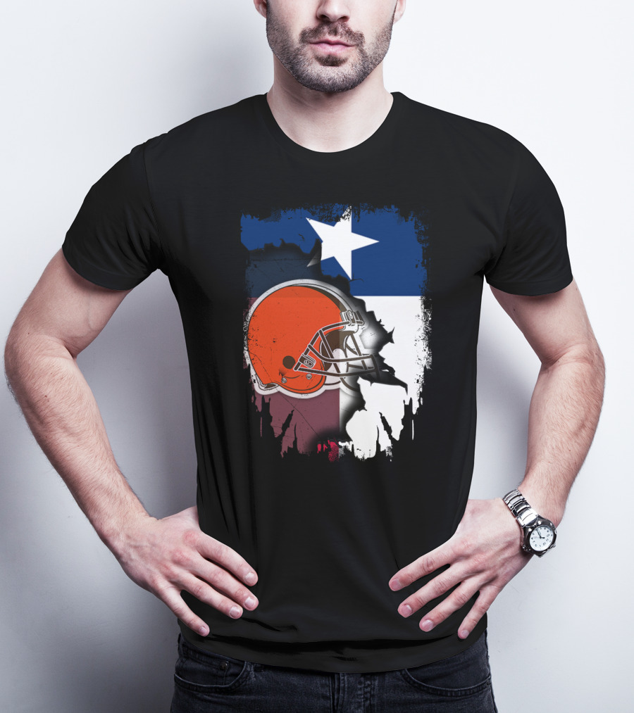Together Texas Browns Helmet Star Flag T-Shirt