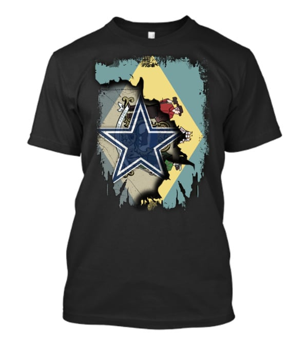 Delaware Flag With Dallas Cowboys Star Fusion T-Shirt
