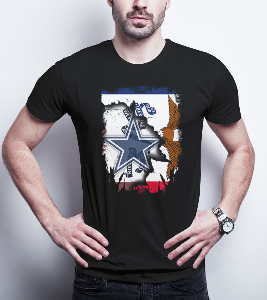 Together Iowa With Cowboys Dallas Star And Eagle Flag T-Shirt