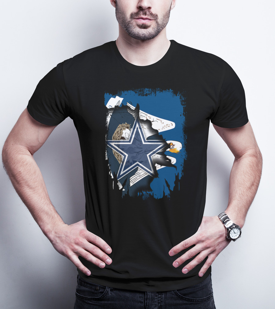 Dallas Cowboys Star With Eagle And Louisiana Connection T-Shirt