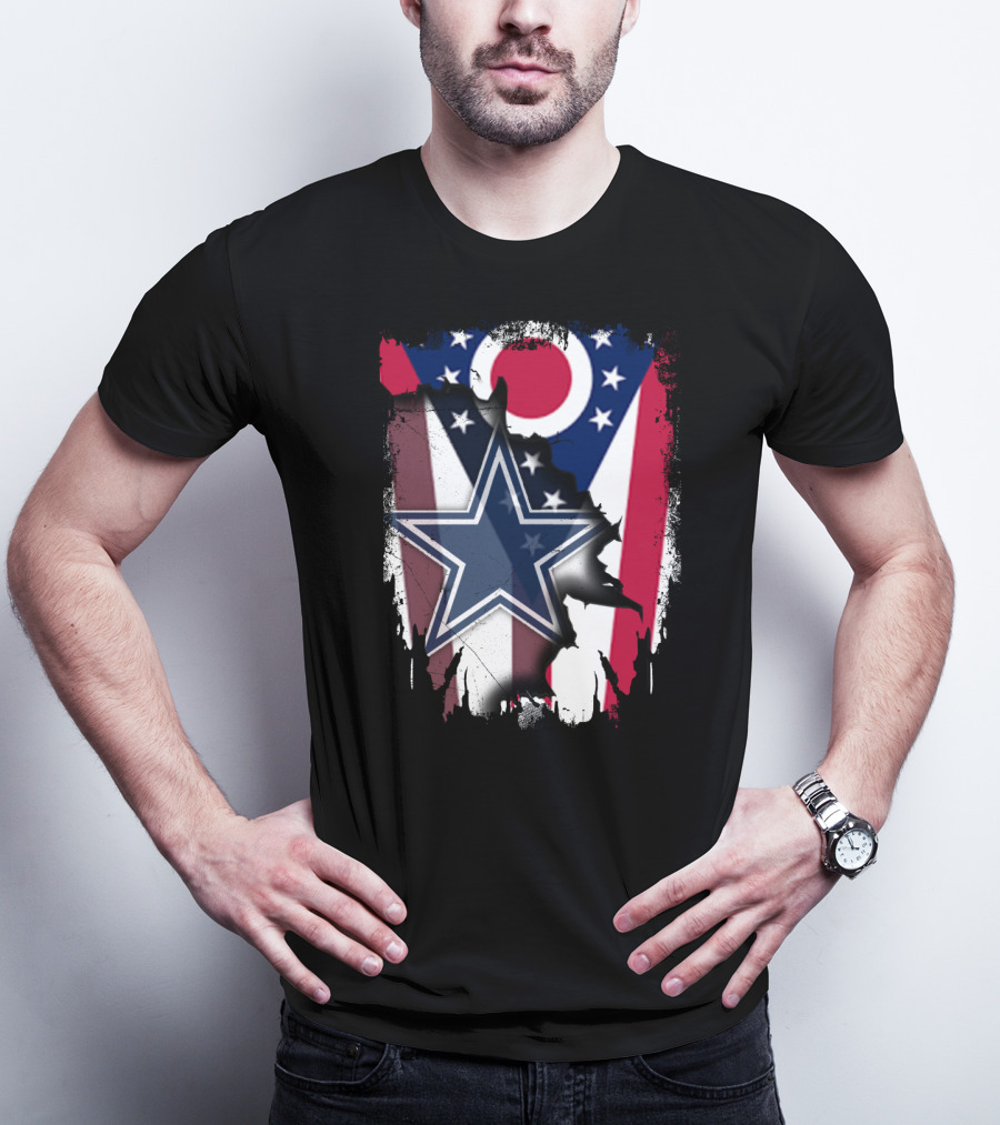 Ohio Pride With Dallas Cowboys Star In American Flag T-Shirt