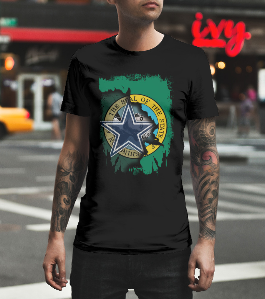 Washington State Seal With Dallas Cowboys Star T-Shirt