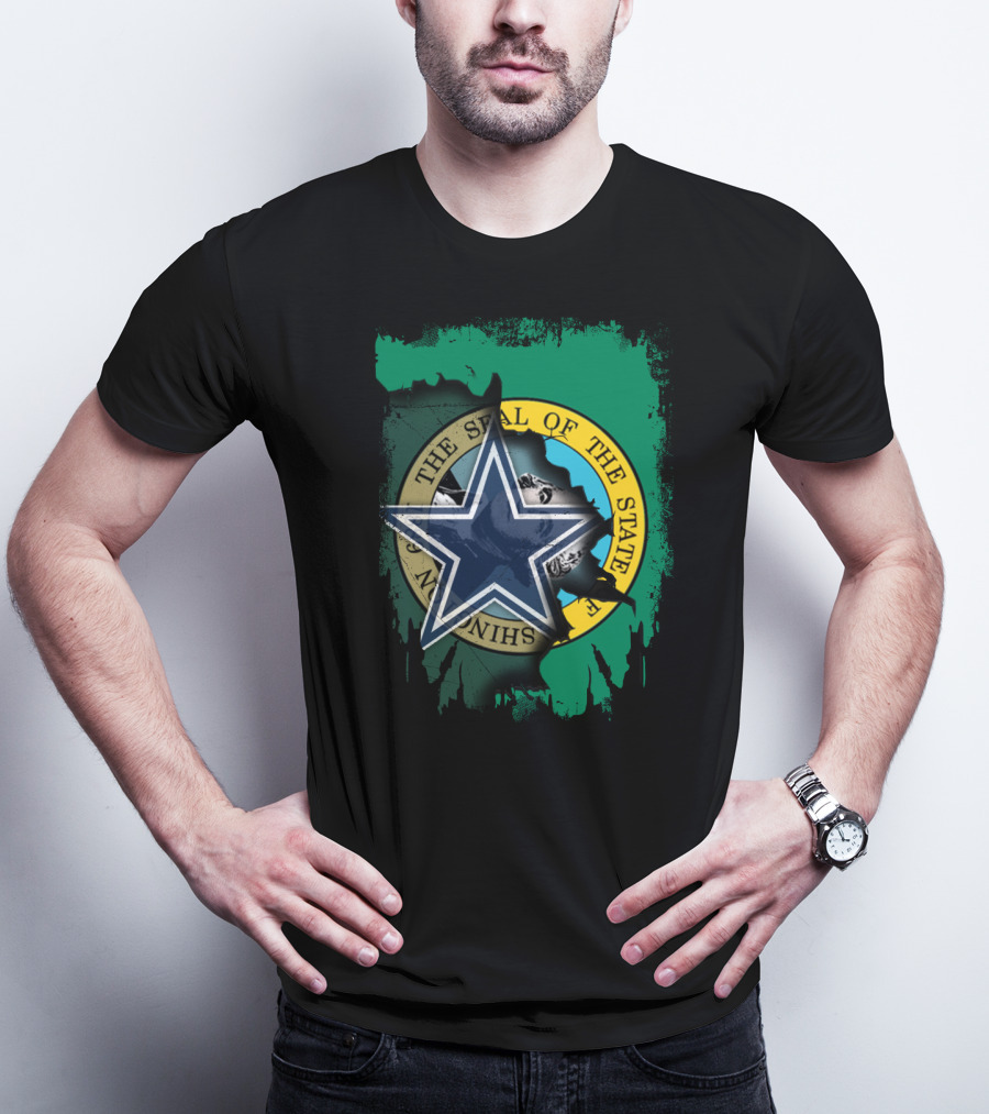 Washington State Seal With Dallas Cowboys Star T-Shirt