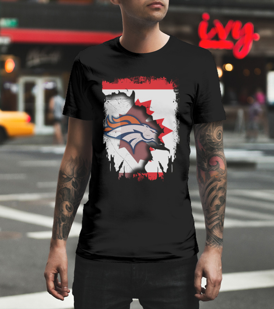 Together Canada Broncos Maple Leaf Flag NFL T-Shirt