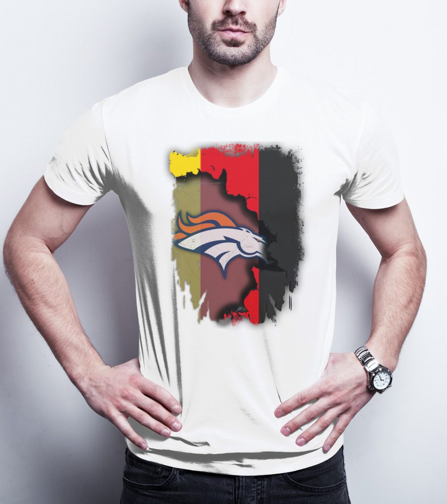 Germany Flag With Broncos Logo Together T-Shirt