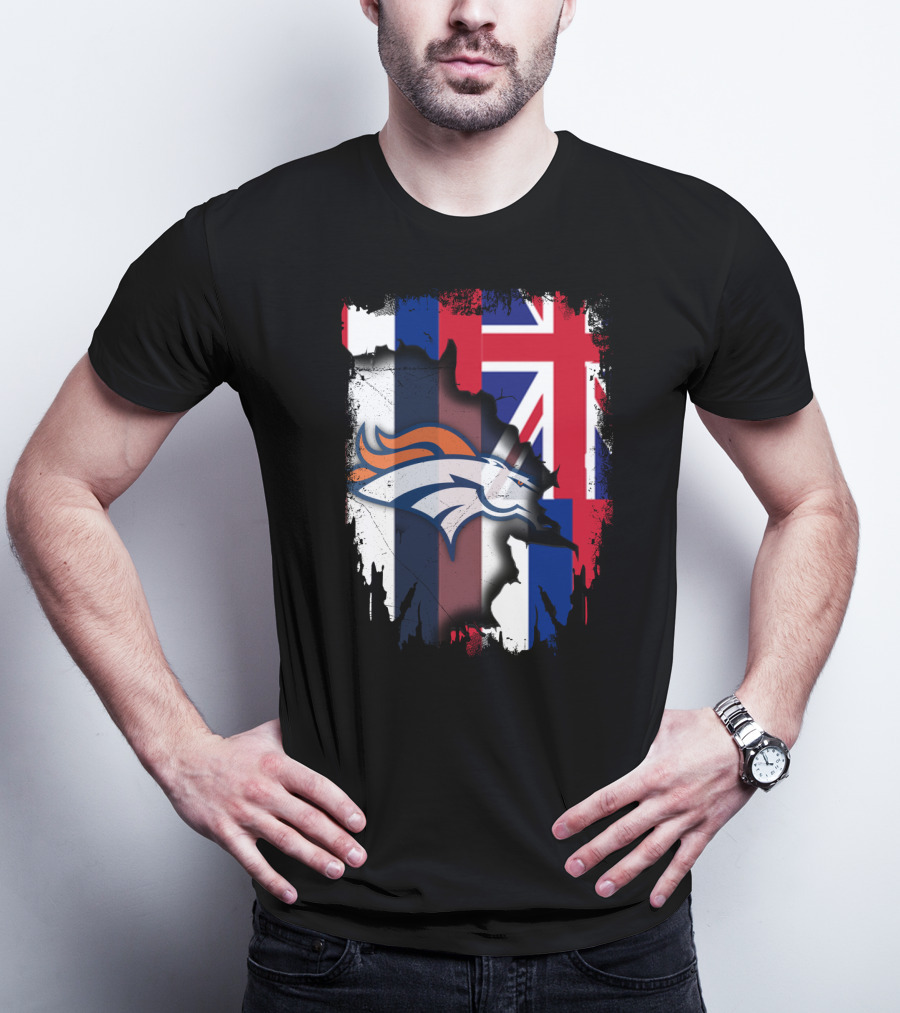 Together Hawaii Flag With Broncos Logo Fusion T-Shirt