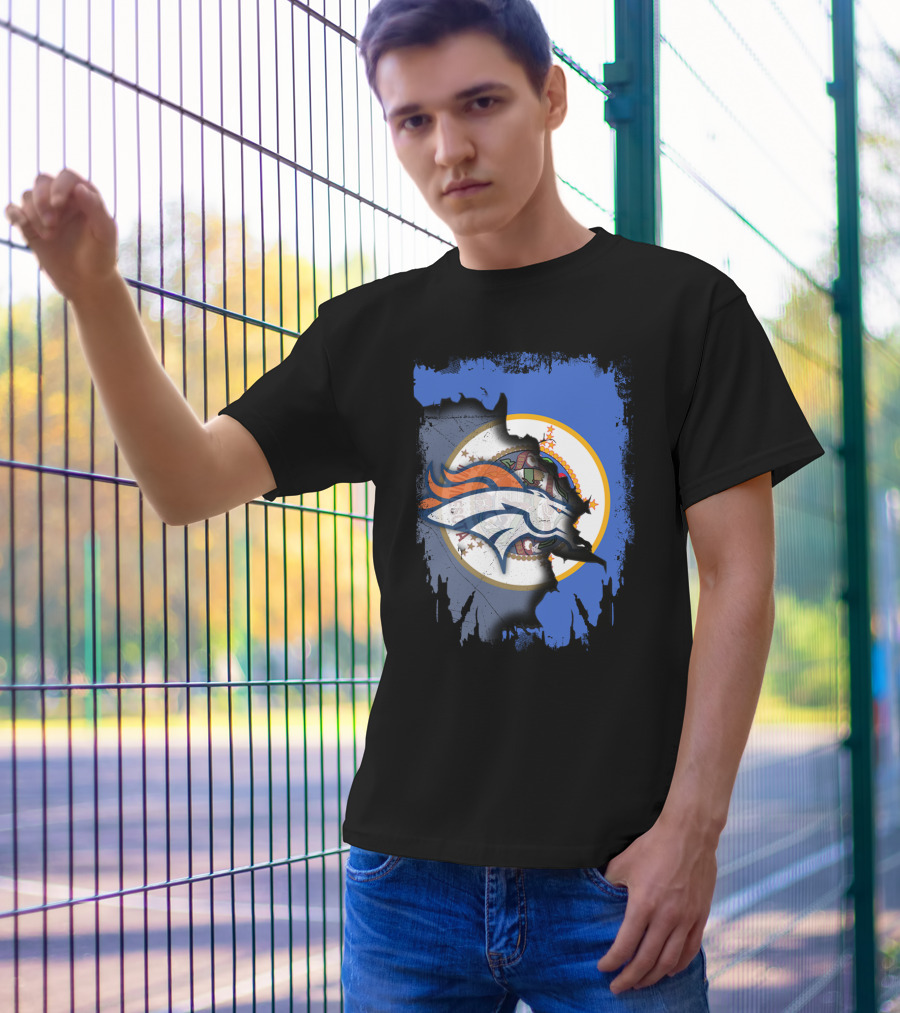 Minnesota State With Broncos Logo Fusion T-Shirt