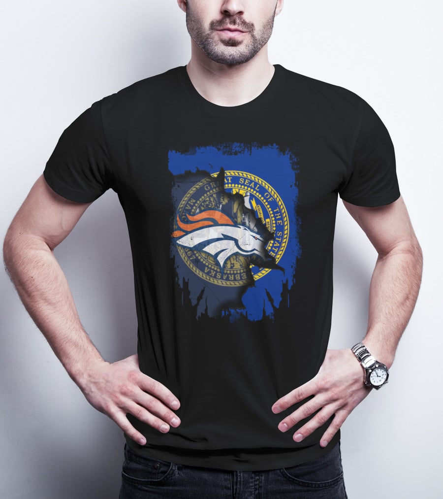 Nebraska State Seal With Broncos NFL T-Shirt