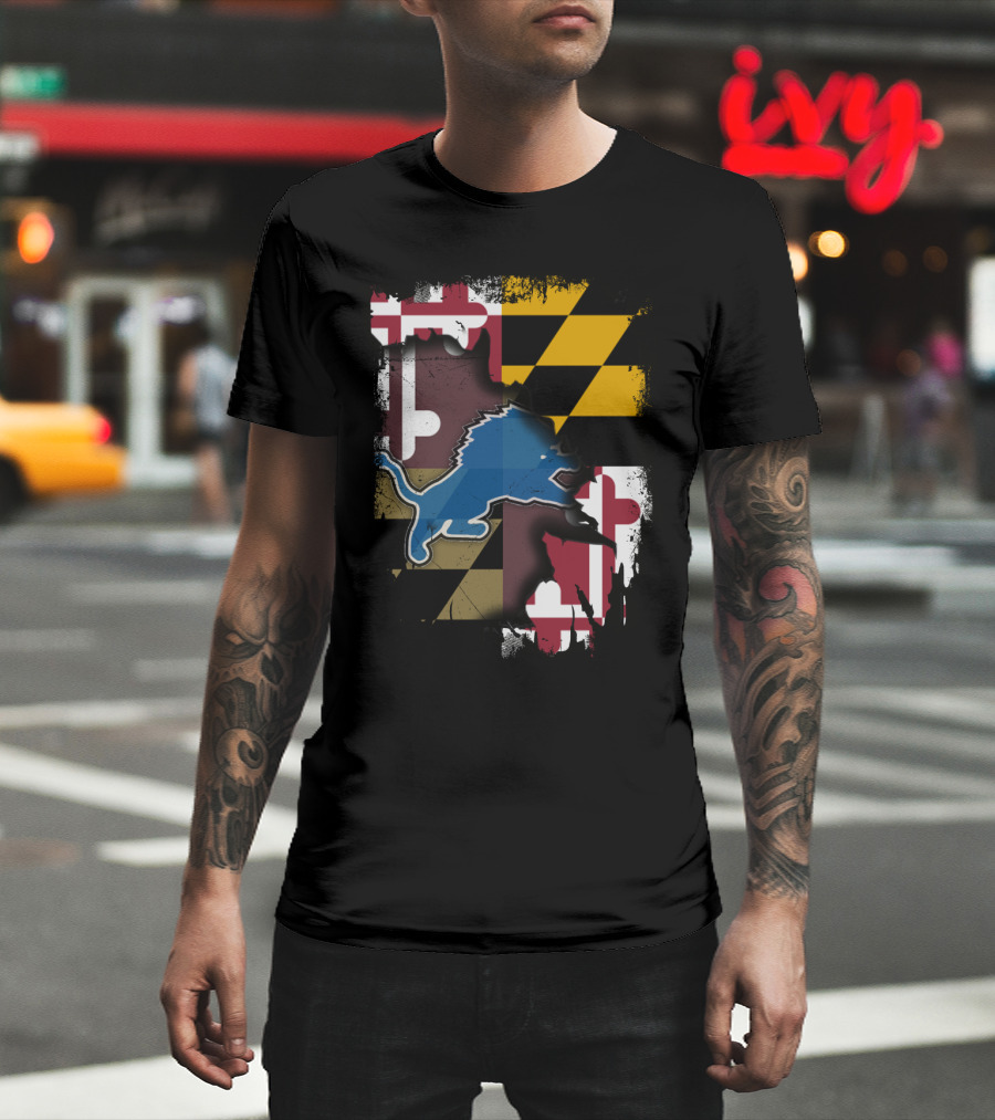 Maryland State Pride With Detroit Lions Team Spirit T-Shirt