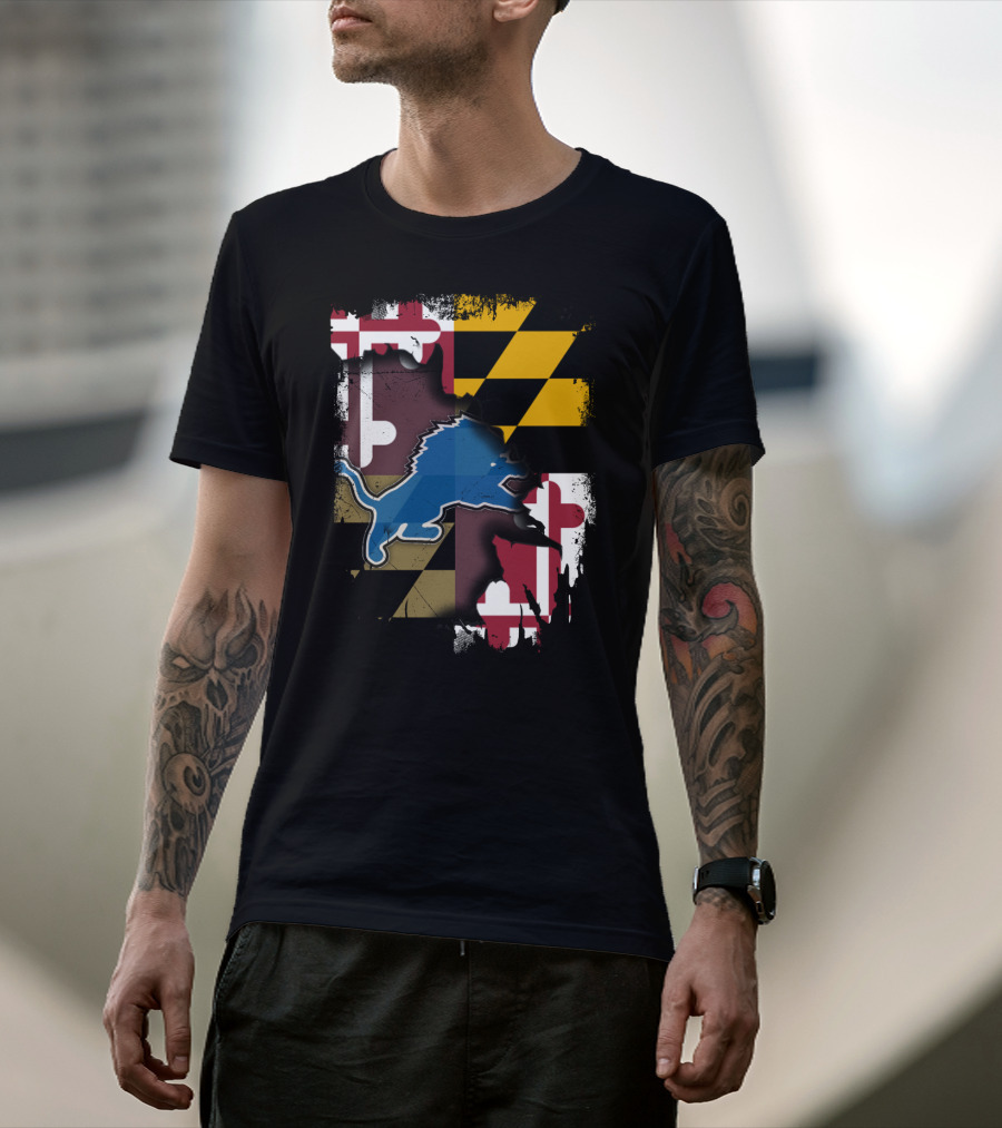 Maryland State Pride With Detroit Lions Team Spirit T-Shirt