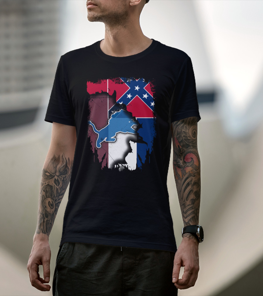 Mississippi Lions With Confederate Flag T-Shirt