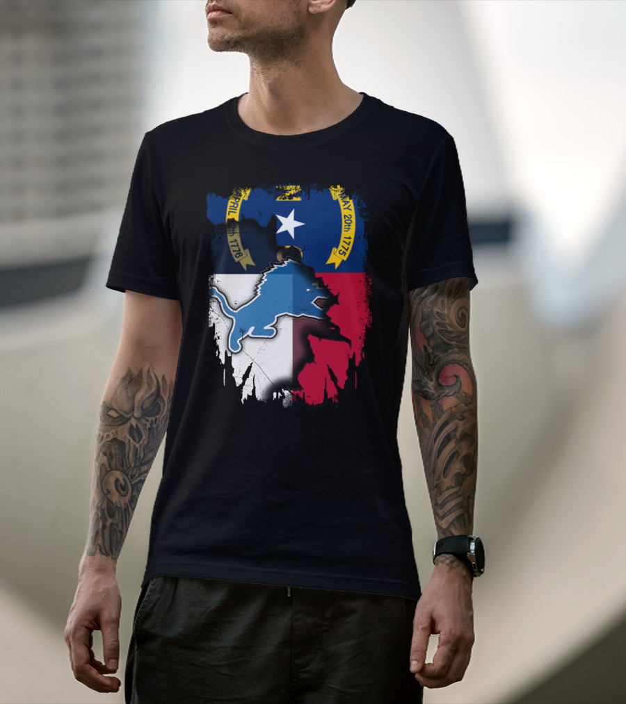 North Carolina Flag With Blue Lion T-Shirt
