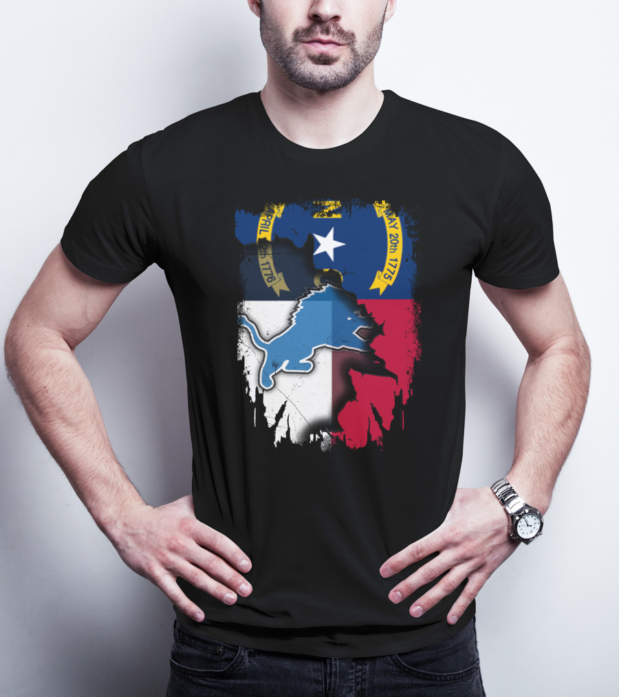 North Carolina Flag With Blue Lion T-Shirt
