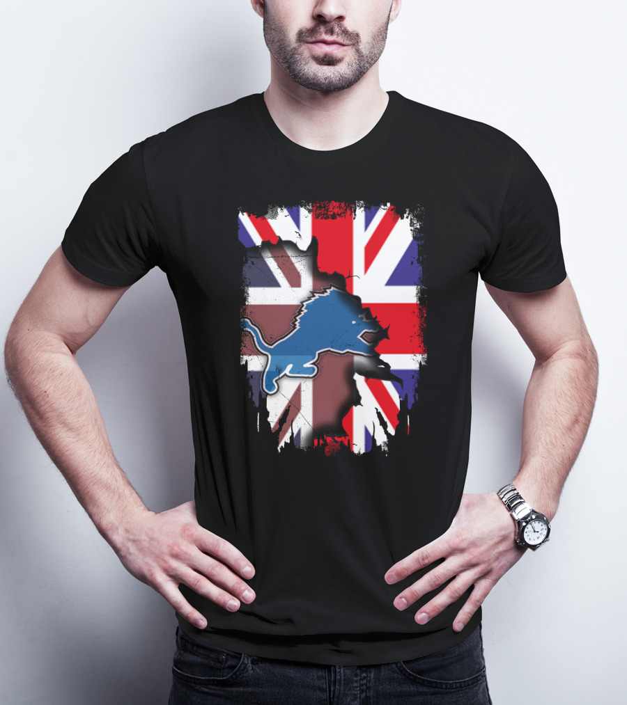 United Kingdom Flag With Blue Lion Emblem T-Shirt
