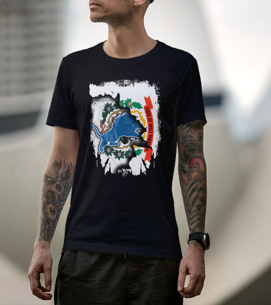 State Of West Virginia With Lions Symbol Together T-Shirt
