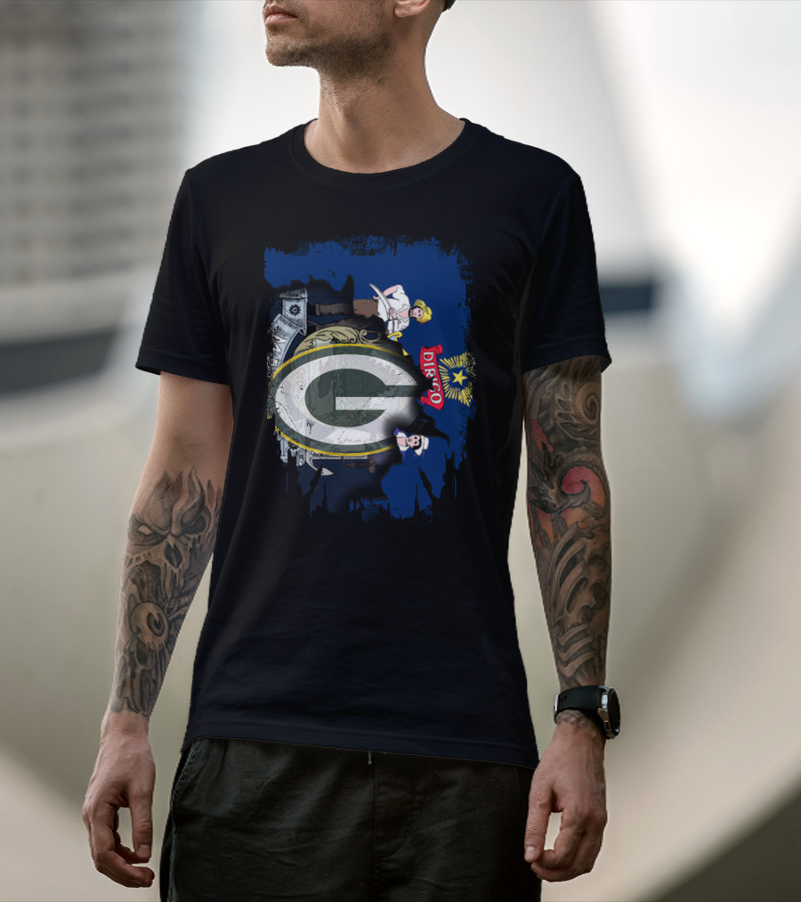 Maine State Flag With Green Bay Packers G T-Shirt