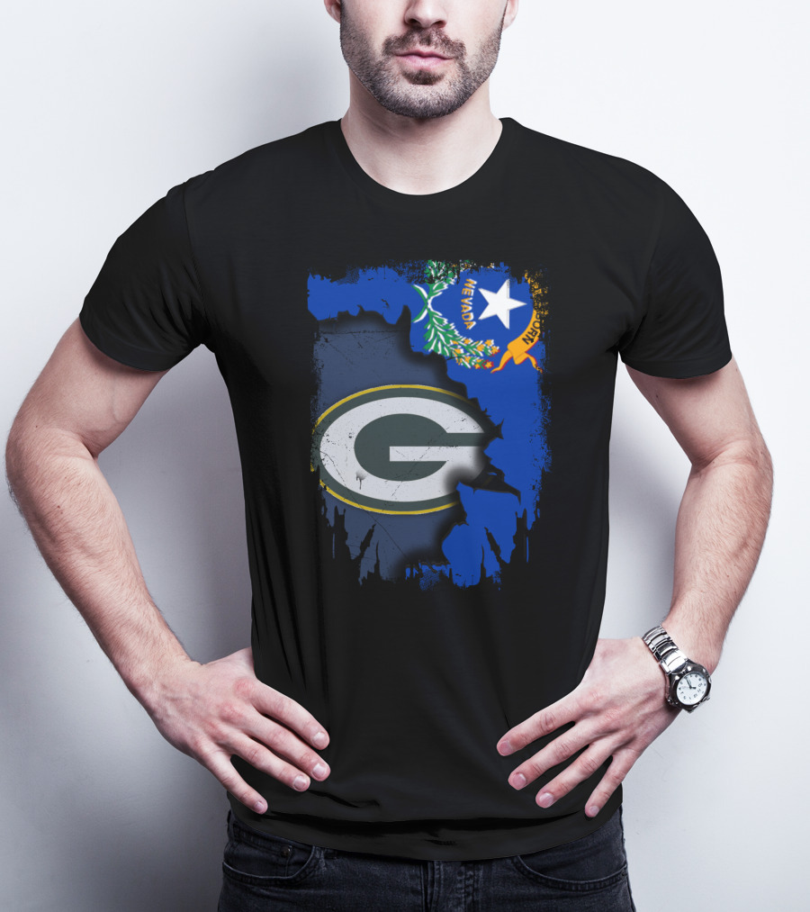 Nevada State Pride With Green Bay Packers Logo Fusion T-Shirt