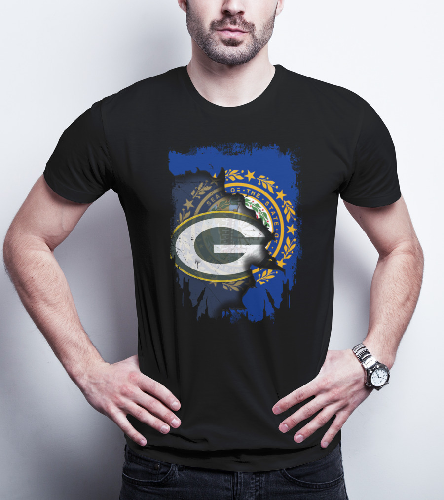 Together New Hampshire With Green Bay Packers State Seal Fusion T-Shirt