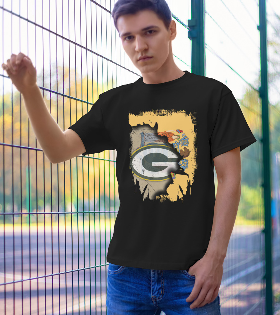 New Jersey State Coat Of Arms Overlay With Green Bay Packers T-Shirt