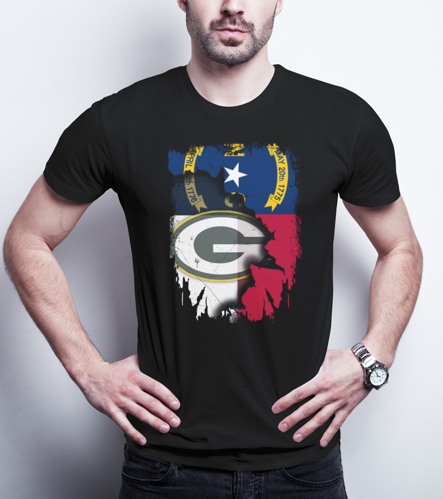 Together North Carolina Flag Green Bay Packers Collaboration T-Shirt