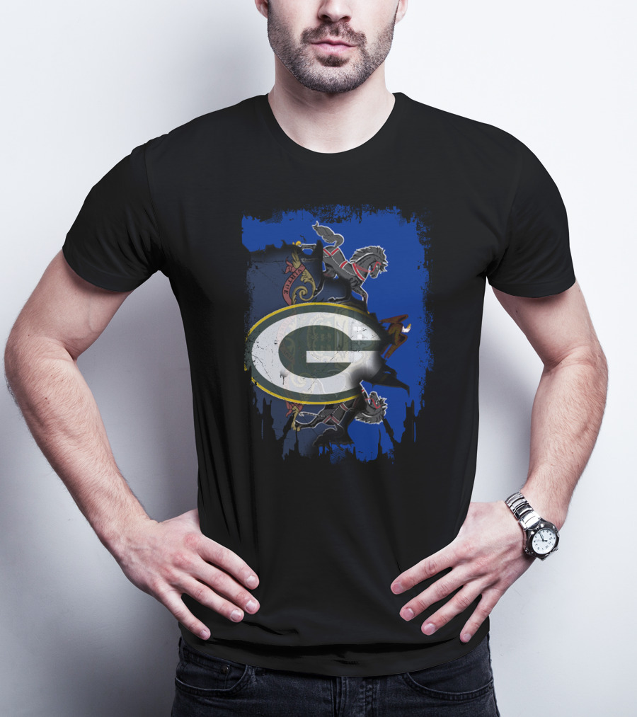Green Bay Packers Logo Over Pennsylvania State Emblem T-Shirt