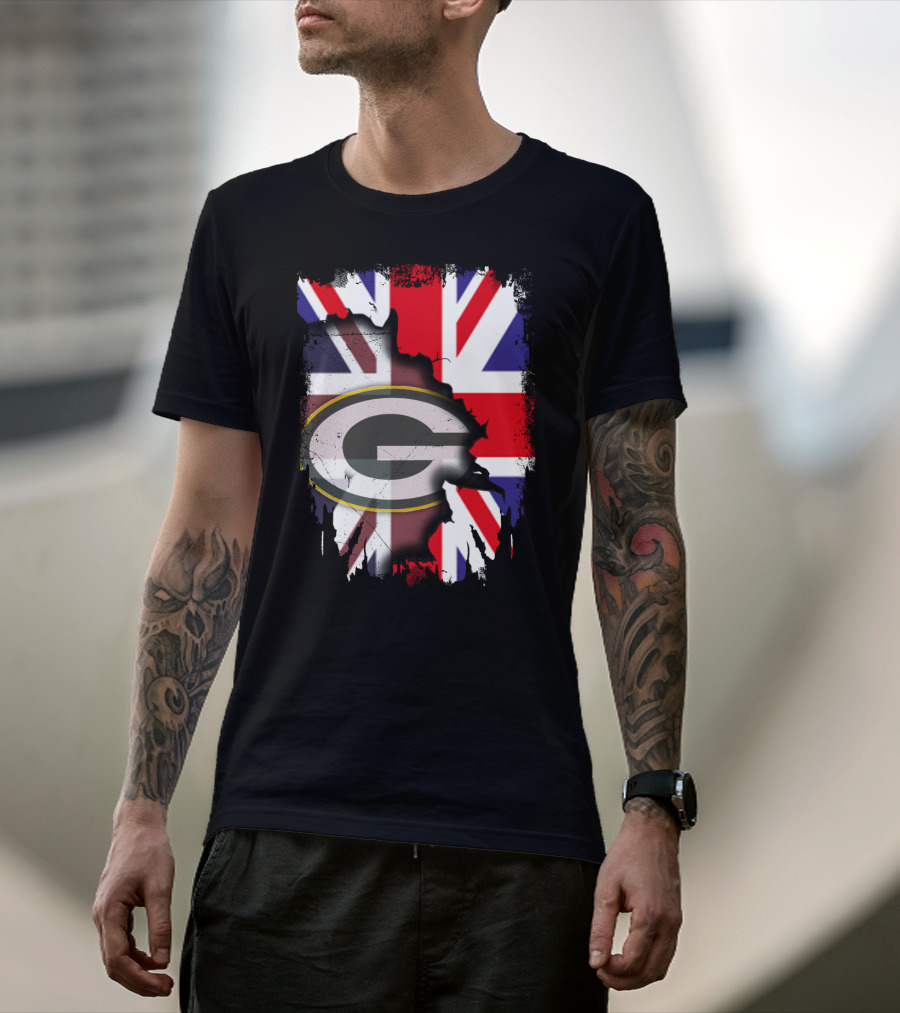 United Kingdom Union Jack With Green Bay Packers T-Shirt