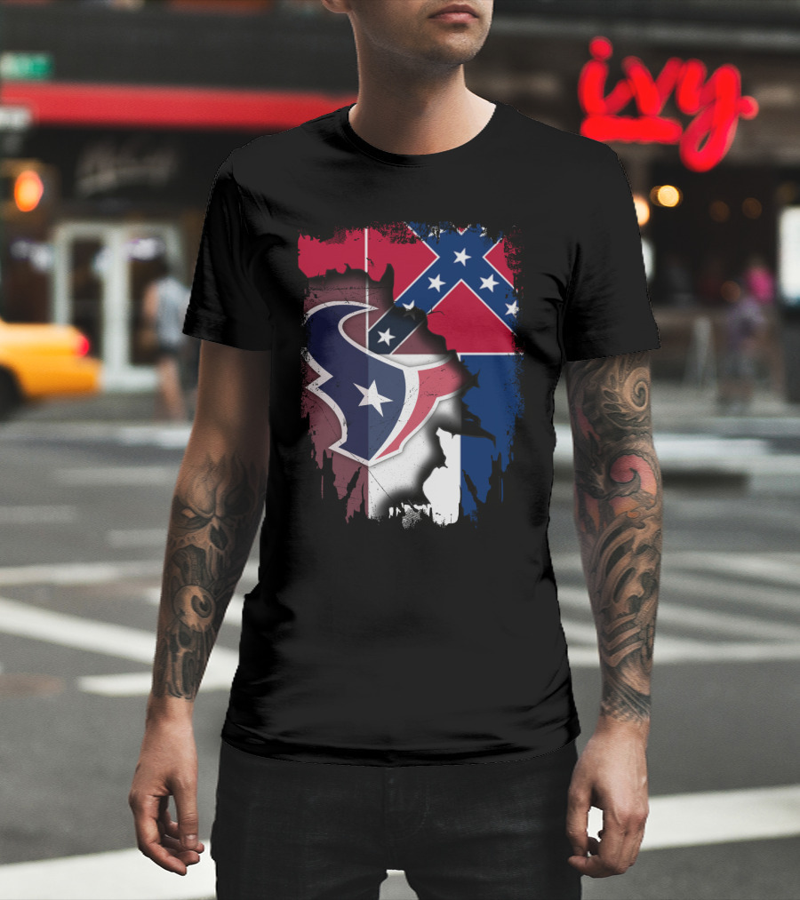 Mississippi Flags And Texans NFL Logo Integration T-Shirt