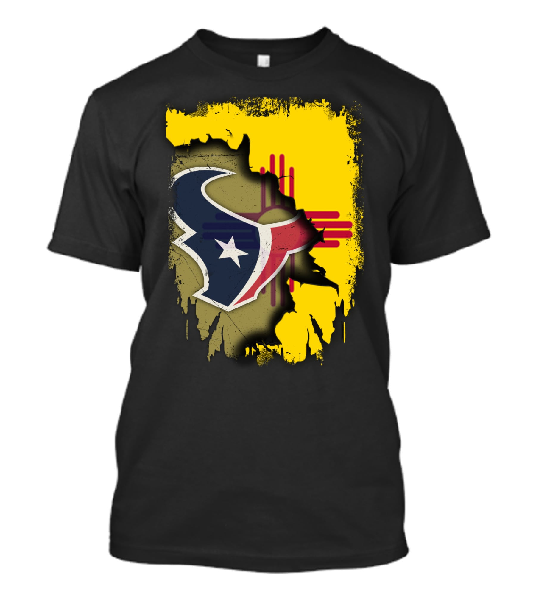 New Mexico And Texas Unite With Texans Football Logo On Zia T-Shirt