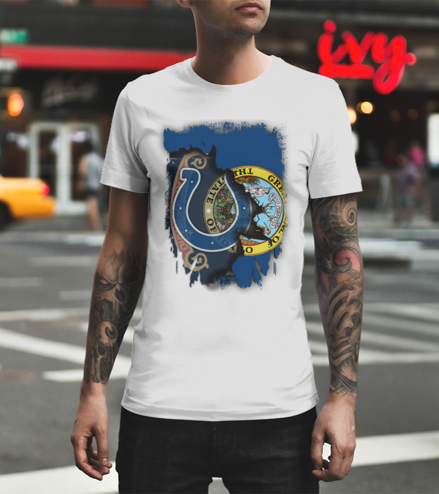Idaho State Flag And Colts Horseshoe United T-Shirt