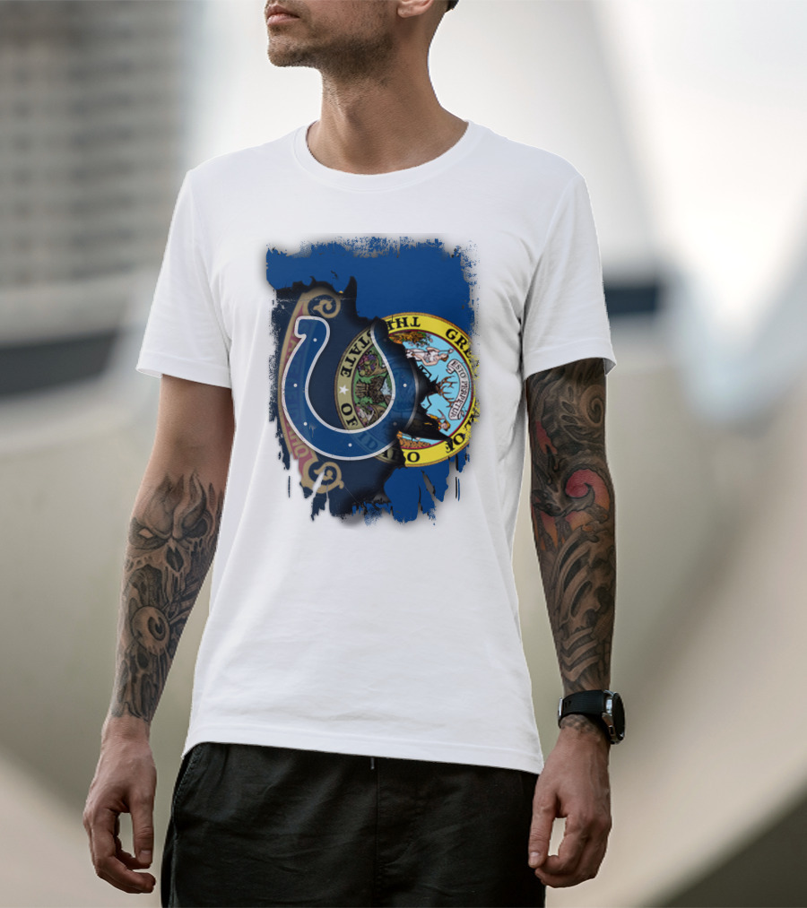Idaho State Flag And Colts Horseshoe United T-Shirt