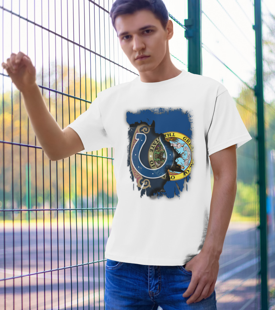 Idaho State Flag And Colts Horseshoe United T-Shirt