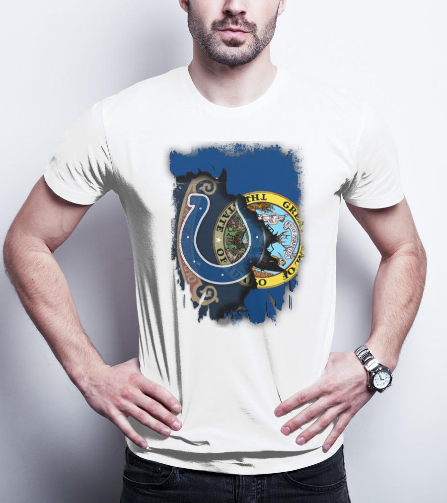 Idaho State Flag And Colts Horseshoe United T-Shirt
