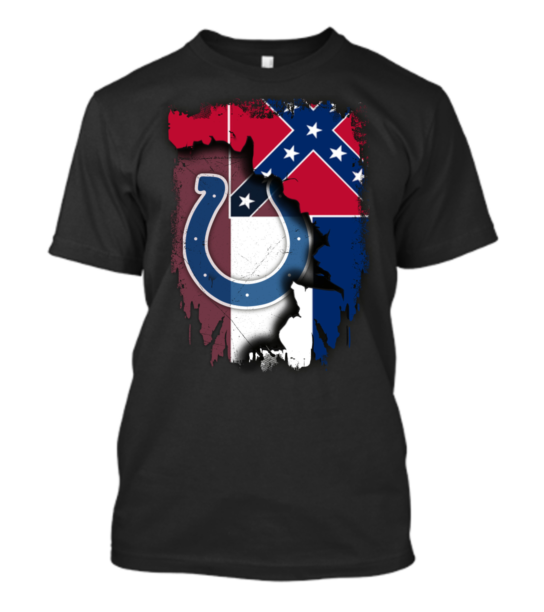 Colts Horseshoe On Mississippi Flag Backdrop T-Shirt