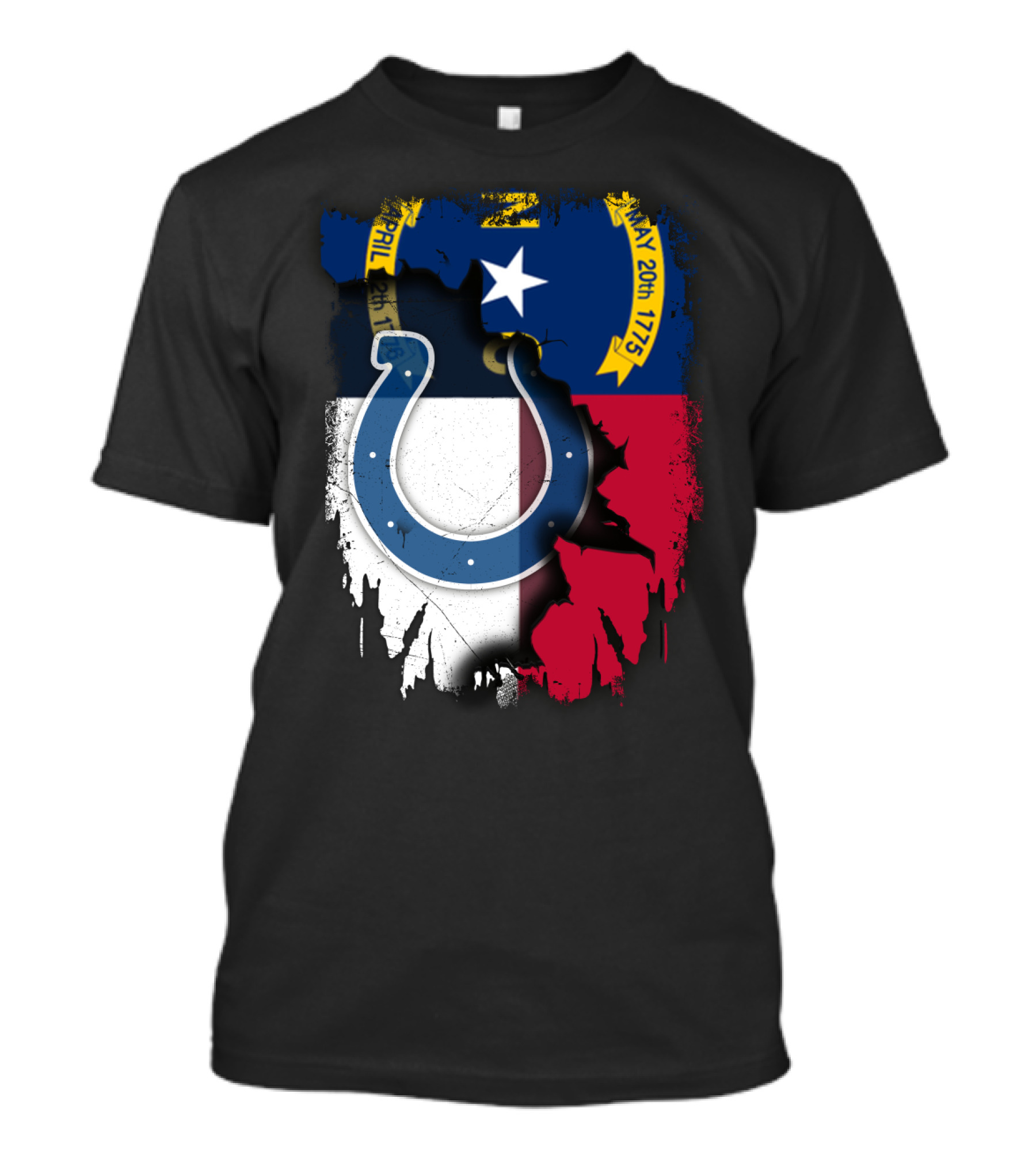 Together North Carolina Colts Blue Horseshoe Flag T-Shirt