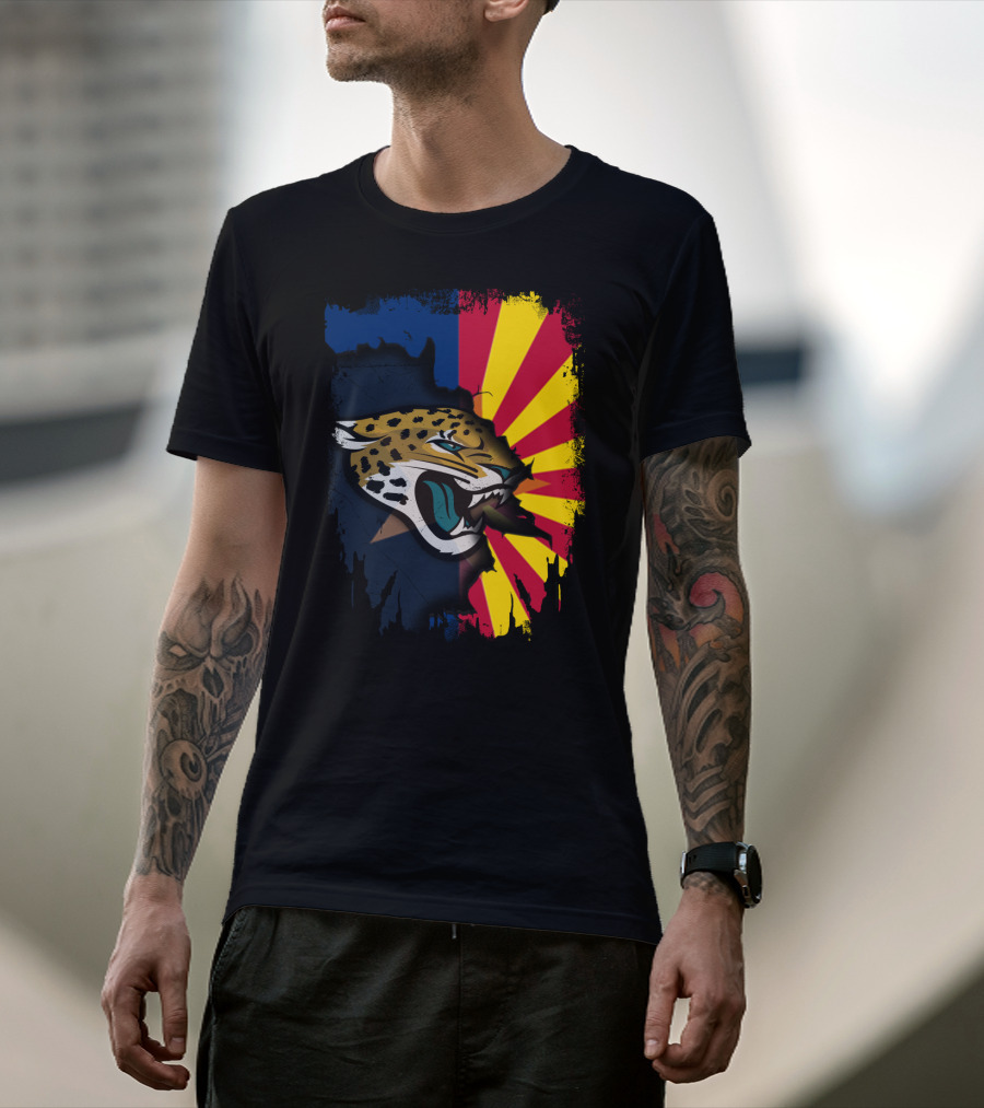 Arizona State Flag With Jaguars Team Logo Fusion T-Shirt