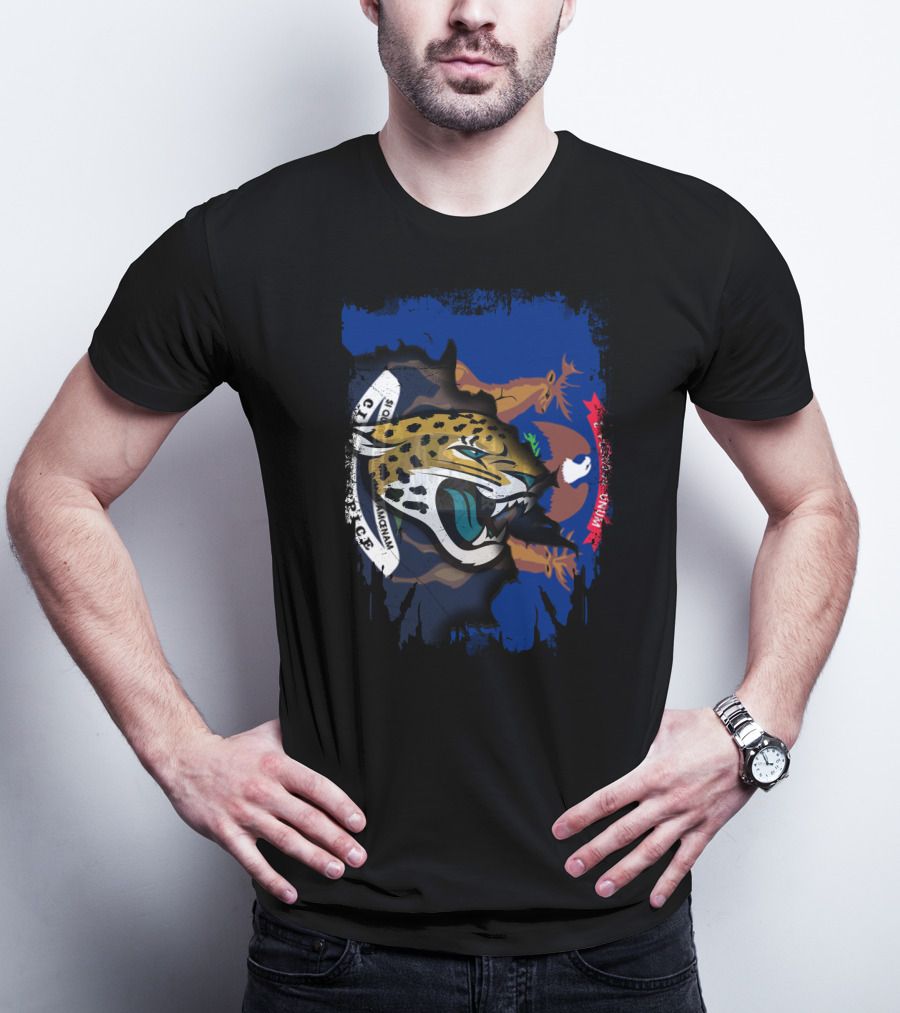Together Michigan With Jaguars Featuring State Emblem And Fierce Cat T-Shirt