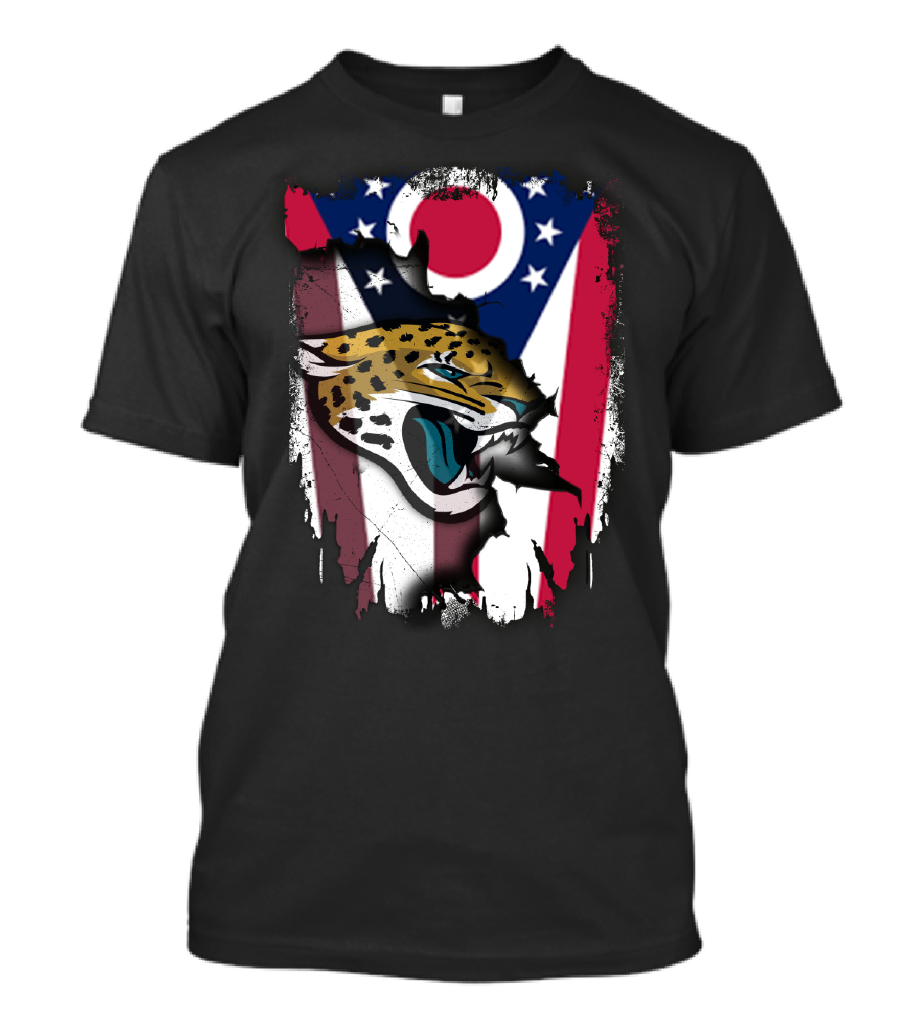 Together Ohio With Jaguars Roaring Against Ohio Flag Background T-Shirt