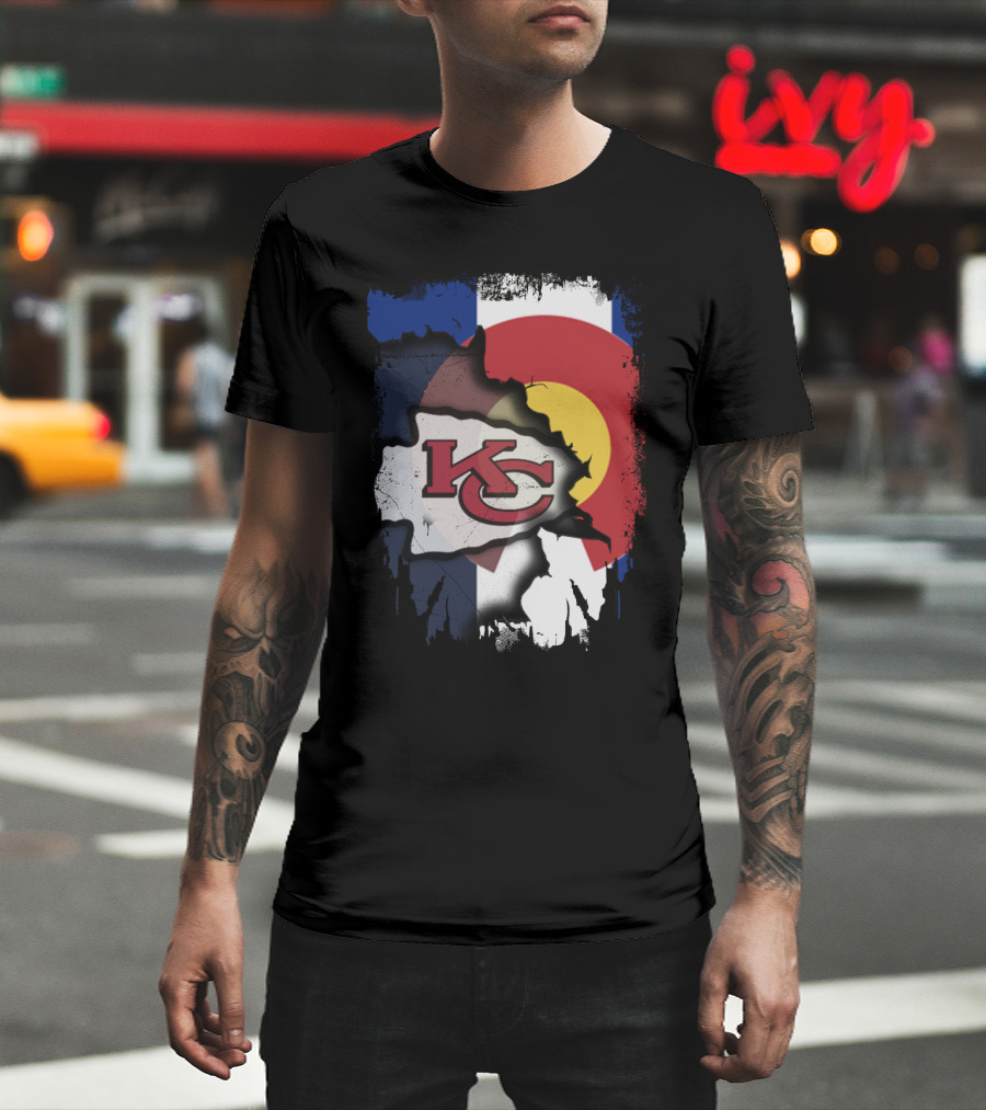Colorado Pride With Kansas City Chiefs Logo Fusion T-Shirt