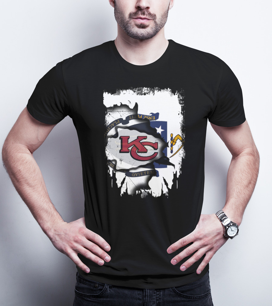 Kansas City Chiefs Massachusetts Flag Unity T-Shirt